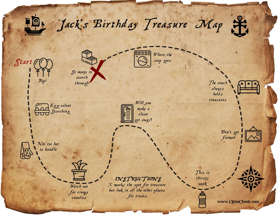 Treasure Map Template - Personalize and Customize – Open Chests