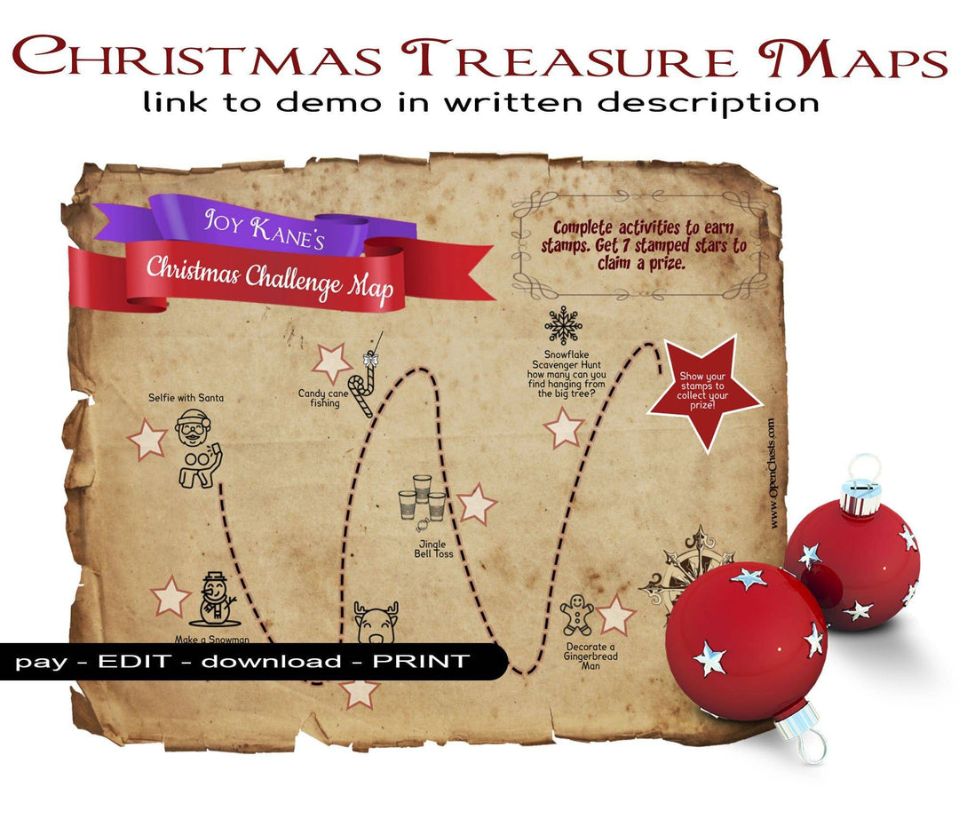 Christmas Treasure Hunt Map - Customisable - Indoor and Outdoor – Open ...