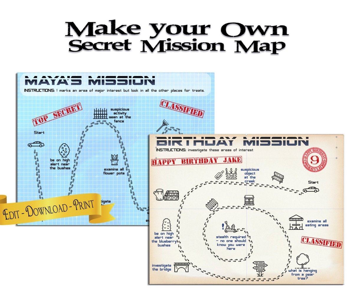 DIY Mission Map Printable | Editable templates | Detective or Spy Part ...