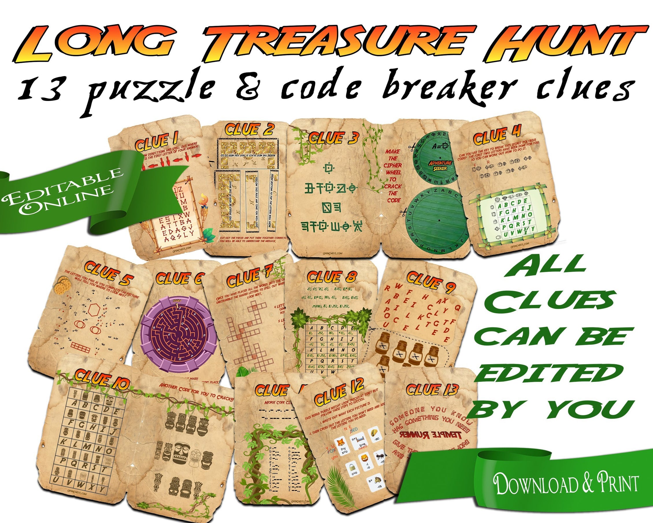 Adventure Treasure Hunt Clues for Older Kids Teens | Editable Outdoor ...