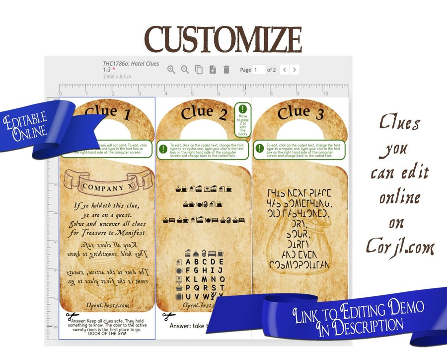 Hotel Treasure Hunt for Teens and Adults - Editable Puzzles – Open Chests