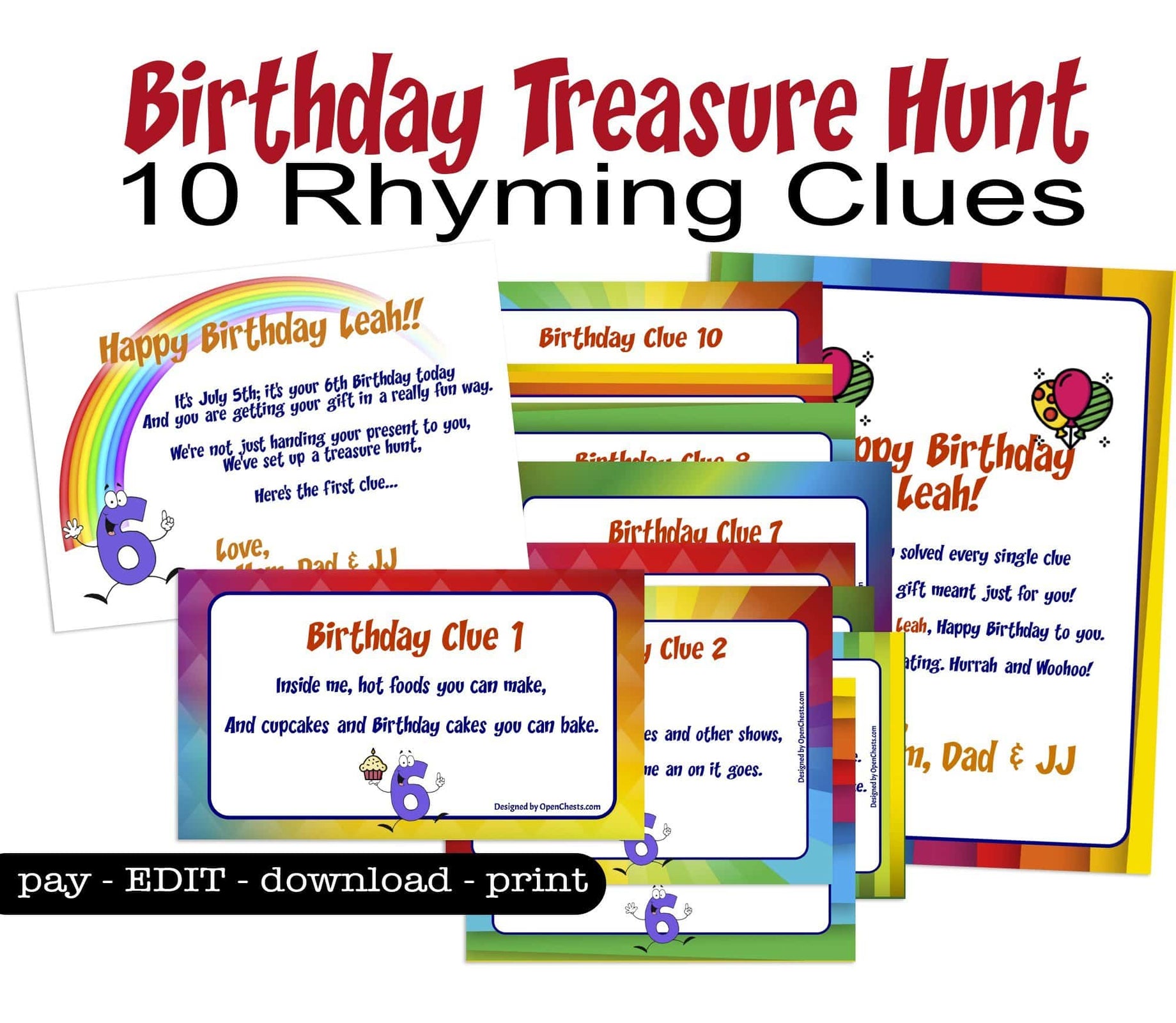 Free Rhyming Scavenger Hunt Riddle Clues for Home – Open Chests