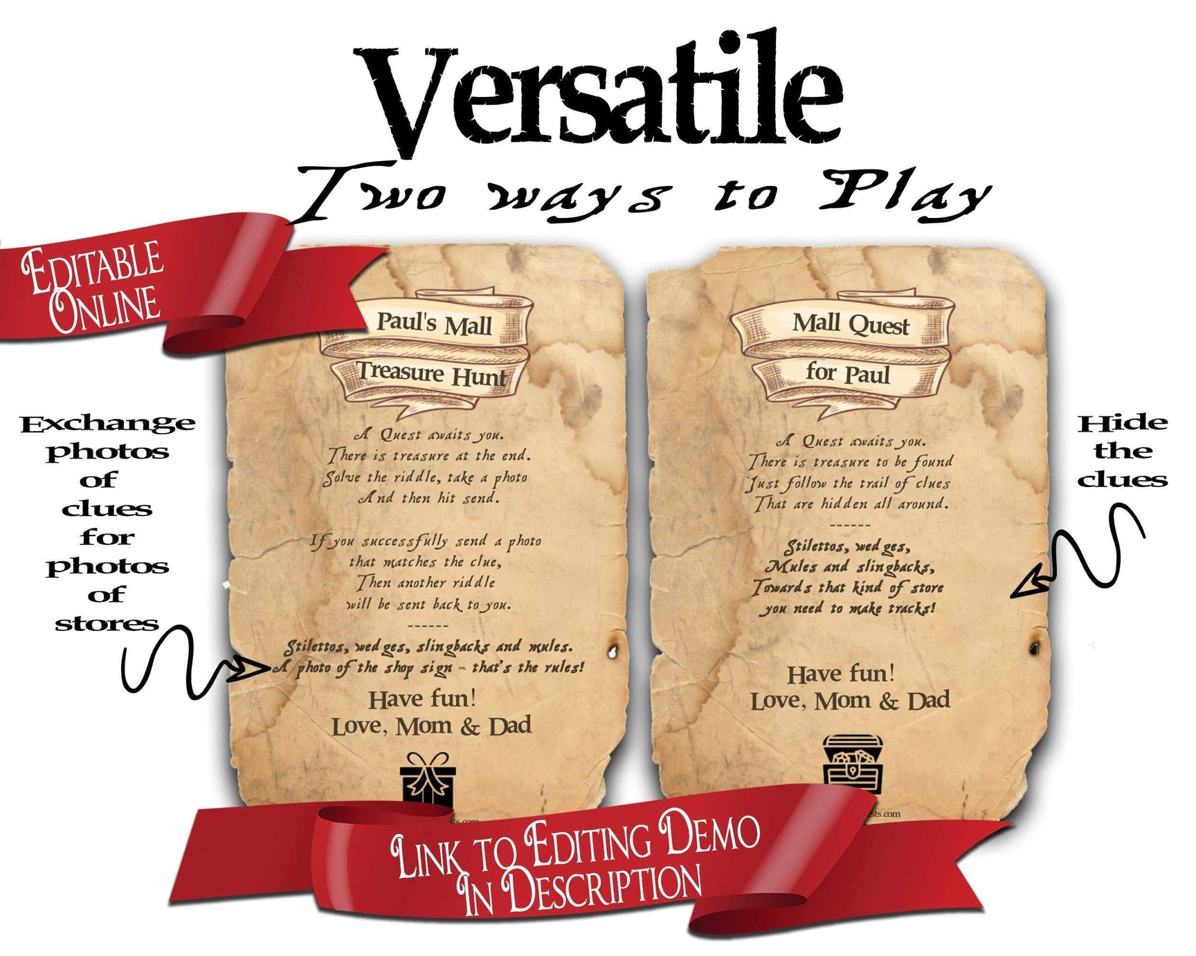 Mall Photo Scavenger Hunt | Mall Treasure Hunt Riddles Clues – Open Chests