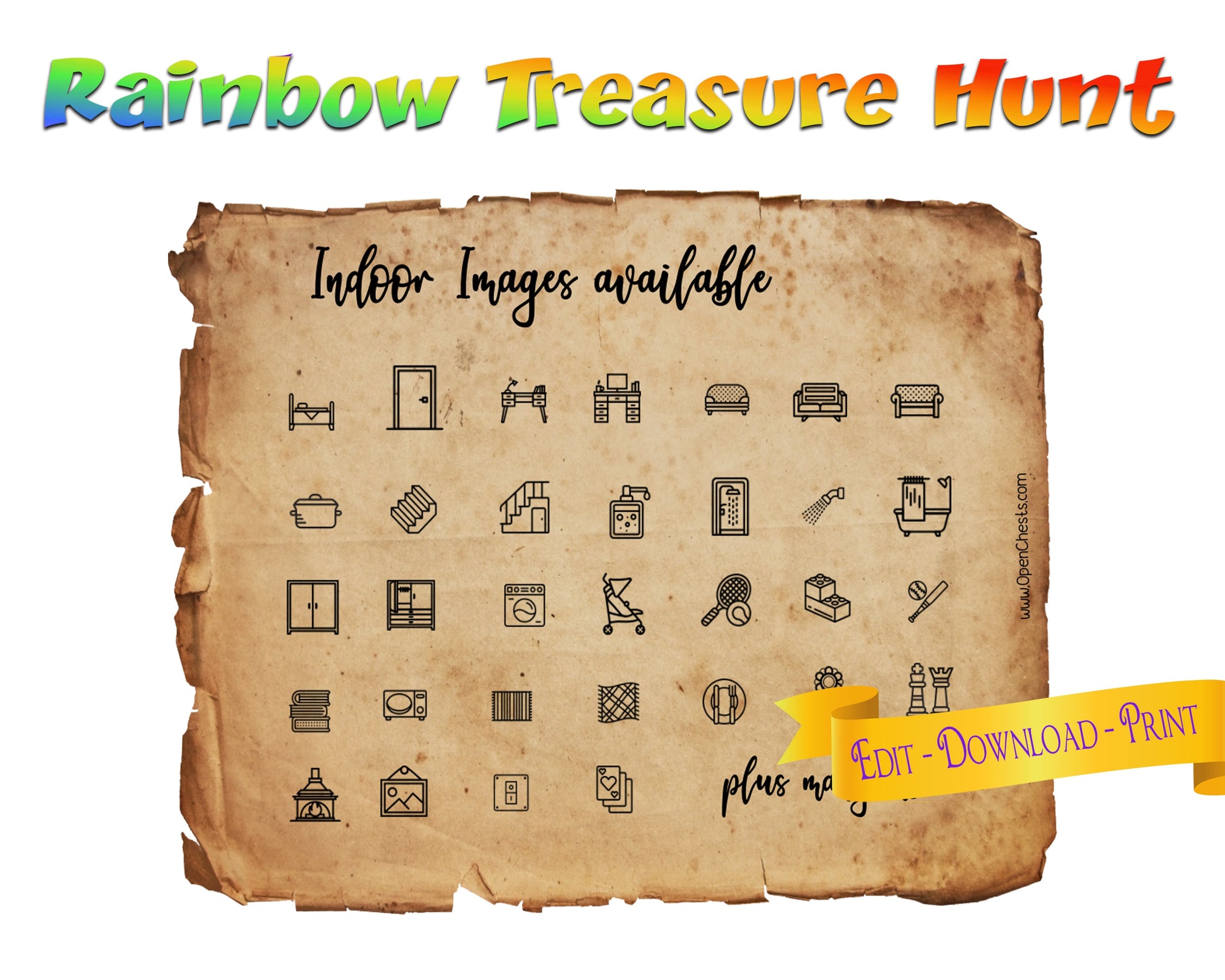 Rainbow Treasure Hunt Map PDF Printable - Personalize and Customize to ...