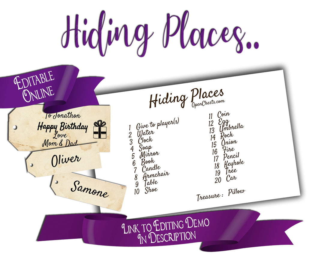 Riddle Treasure Hunt Clues for older kids, teens, adults – Open Chests