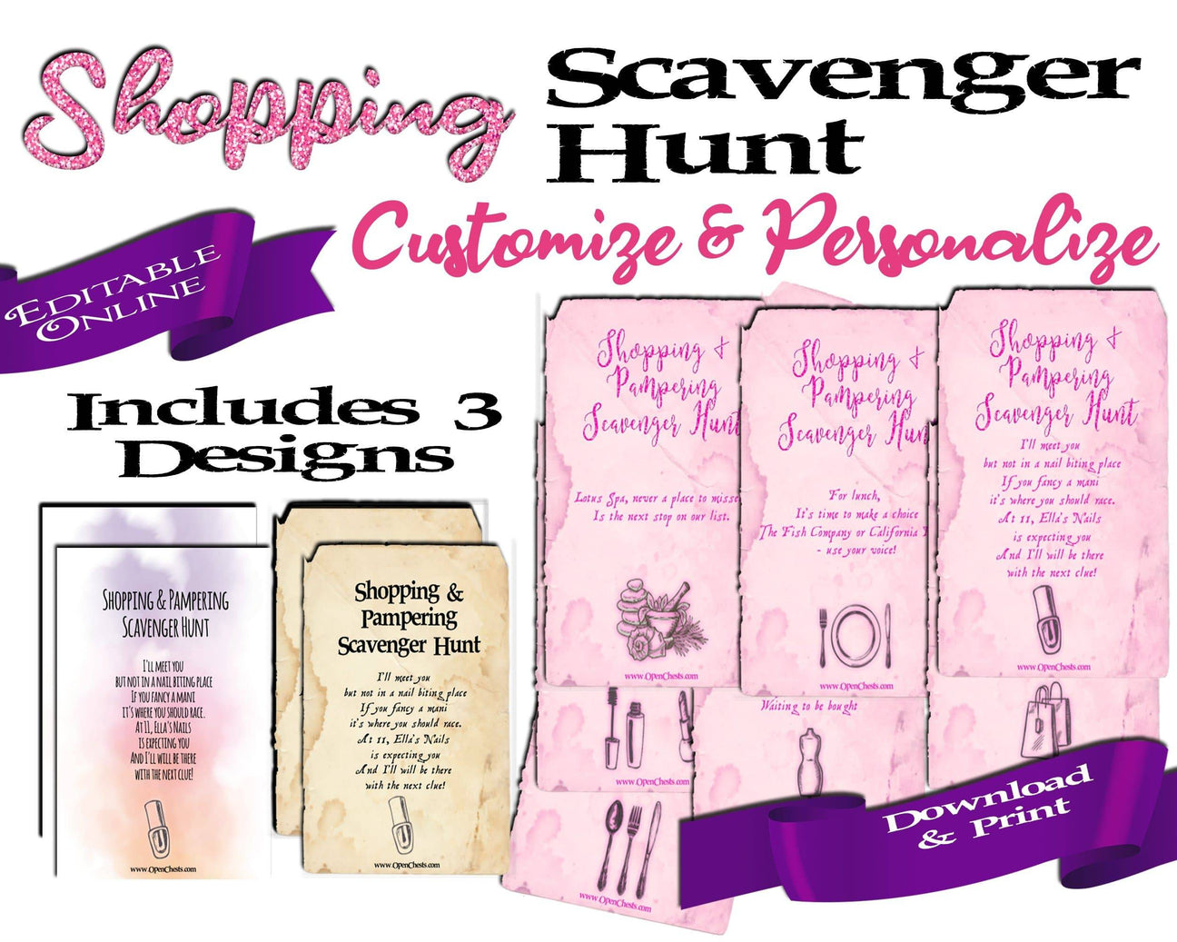 Shopping Scavenger Hunt Rhyming Riddle Clues – Open Chests